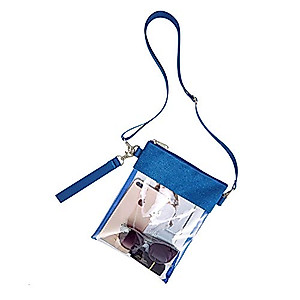 USPECLARE Clear Crossbody Purse Bag Stadium Approved Clear Tote Bag with Adjustable Shoulder Strap (Clear blue)