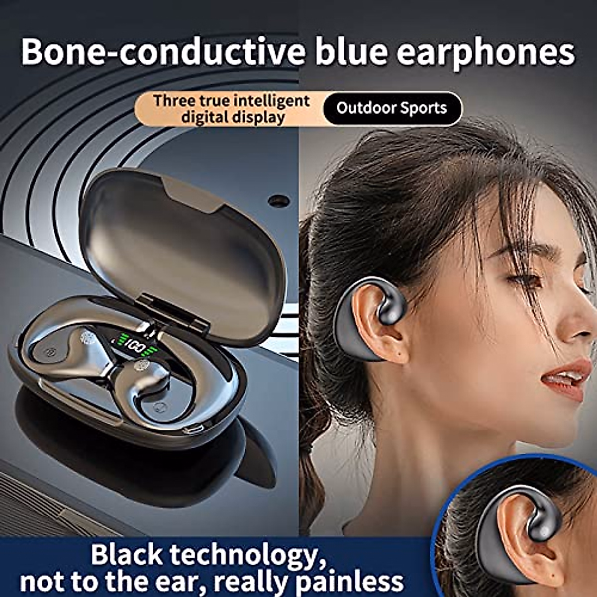 Long Endurance True Wireless Bo_ne-Conduction Bluetooth Headset 5.3 No in Ear HiFi Audio Quality Dual HD Call 480H Can Not Be Thrown Off The Sports Head