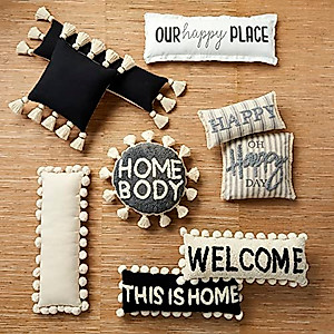 Mud Pie Tufted Long Pillow, White