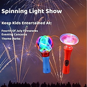Light Up Spinning Wand Toy for Kids - LED Spinner with Magic Orbiter - Autism Toys for Boys & Girls - Fun Glow Party Favor, Toddler Gift