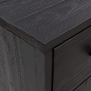 GOLINPEILO Sideboard Buffet Cabinet/Console Table, Wooden Storage Cabinet with 3 Drawers and 4 Compartments, Wood Sideboard Furniture for Living Room, Black 43.3"x13.8"x27.6" Solid Wood Pine -AA