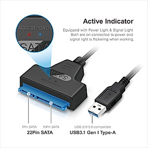 Mediasonic SATA to USB Cable – USB 3.0 / USB 3.1 Gen 1 to 2.5” SATA SSD/Hard Drive Adapter Cable (Optimized for SSD, Support UASP and SATA 3 6.0Gbps Transfer Rate) (HND5-SU3)