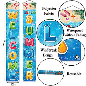 Welcome Hello Summer Porch Banner Beach Hawaiian Themed Hanging Front Door Yard Indoor Outdoor Holiday Party Decoration