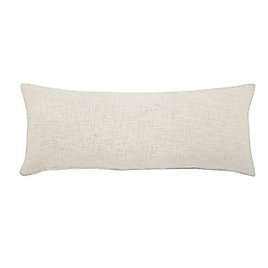 LR Home Beverly Fringed Solid Lumbar Throw Pillow, 1 Count (Pack of 1), Cream