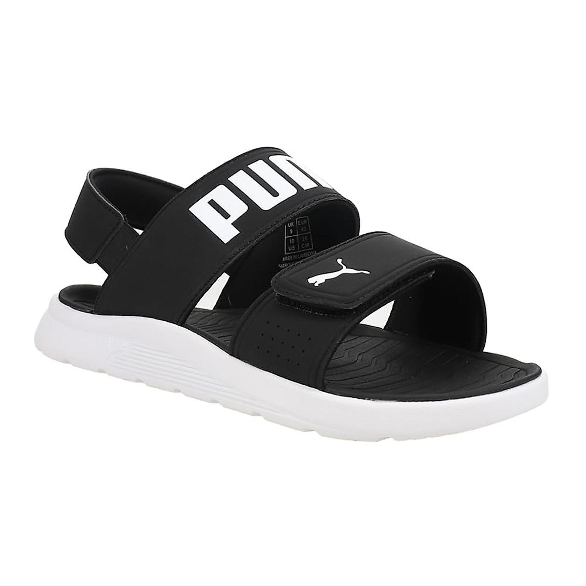 PUMA Men's Backstrap Sandal Slide, Black-White, 9