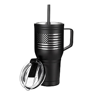 Military Veteran Products American Flag 30oz Stainless Steel Tumbler with Handle - Double Wall Vacuum Insulated Coffee Mug for Cold and Hot Drinks - Flag 30oz Handle Tumbler