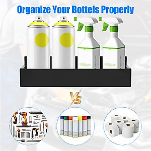 EVELOMO 4 Pcs Magnetic Aerosol Spray Can Holder with Paper Towel Holder, Magnet Toolbox Bottle Holder, Wall Mounted Spray Bottle Rack for Garage Home Workspace