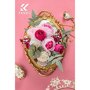FANKO Rose Artificial Flowers Combo for DIY, Fake Rose Artificial Silk Flowers with Greenery, Real Looking Artificial Faux Flowers for Wedding, Table Decoration, Centerpieces, Party, Home Décor