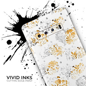 DesignSkinz Karamfila Yellow & Gray Floral V5 Protective Vinyl Decal Wrap Skin Cover Compatible with The Samsung Galaxy S20 (Screen Trim & Back Glass Skin)