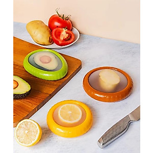 WinGetor 4pcs Silicone Fruit Storage Box, Upgrated Silicone Fruit Storage Containers, Reusable Fruit Vegetable Containers for Fridge Keep Fresh, for Lemons,Potatoes,Tomatos, Avocado