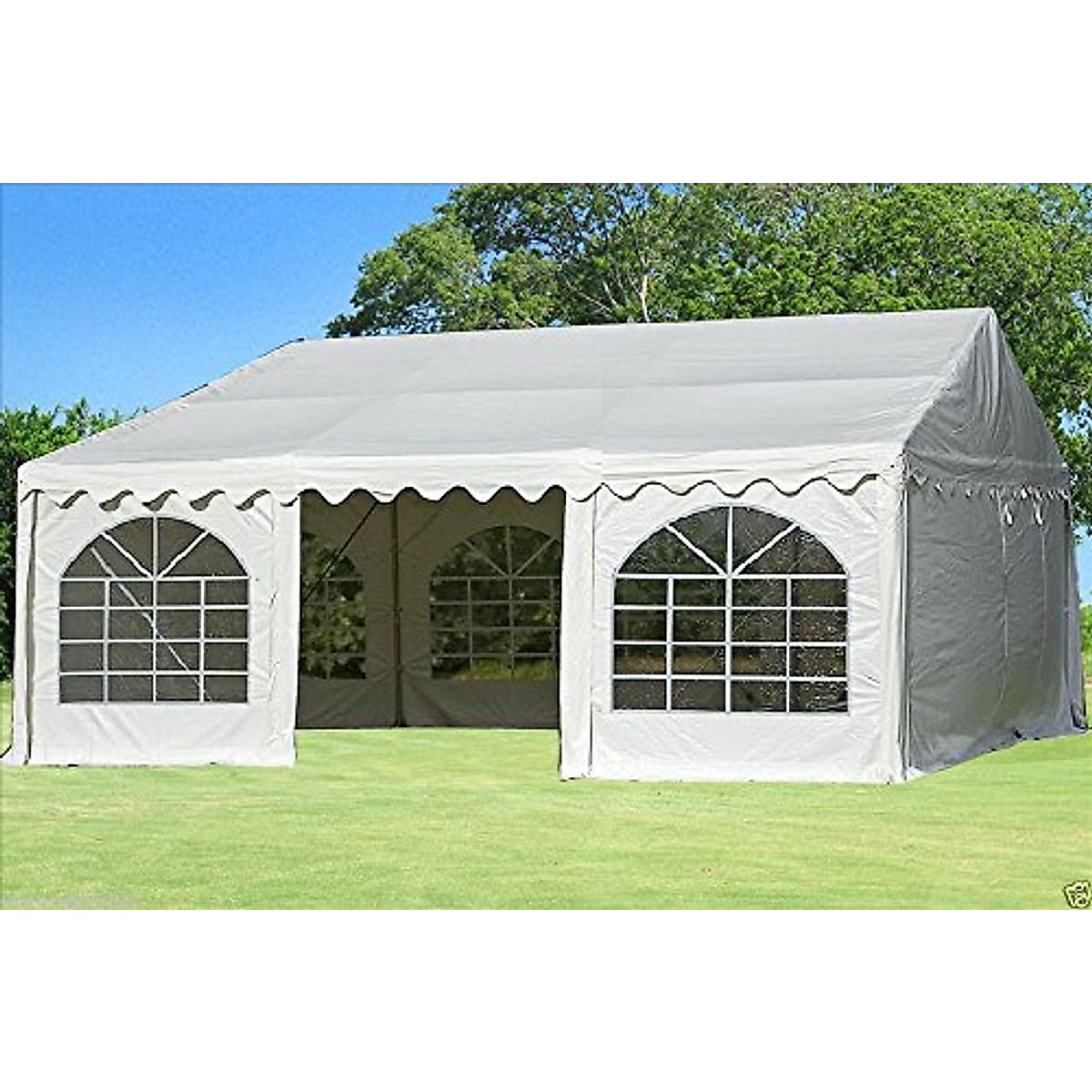 DELTA Canopies 20'x20' (FR) PVC Party Tent White,Commercial Fire Retardant Wedding Canopy,Outdoor Event Shelter,Residential Backyard Garden Gazebo,with Waterproof Top,Galvanized Steel Poles,Carry Bags