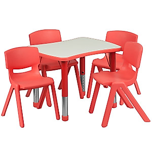 Flash Furniture 21x26 Red Activity Table Set, 21 875 W x 26 625 L