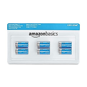 Amazon Basics 6-Pack Lithium CR123a 3 Volt Battery, 10-Year Shelf Life