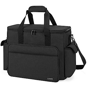 Trunab Large Scrapbook Bag with Padded Laptop Sleeve, Craft Bag Organizer Tote with Multiple Pockets for Scrapbooking Supplies and Art Tools, Black