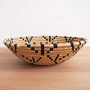 African Basket- Mugusa/Rwanda Basket/Woven Bowl/Sisal & Sweetgrass Basket/Tan, Black