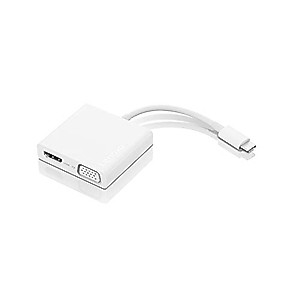 Lenovo USB-C 3-in-1 Travel Hub, 4K HDMI, VGA, USB 3.0, Plug and Play, Only 0.08 lbs, GX90T33021, White