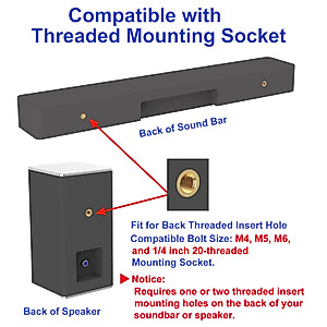 JINGer Universal Speaker Wall Mount for Sony, Vizio, Samsung, Roku, and More Sound Speakers, Mounted Under TV on Wall