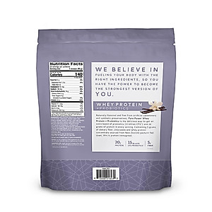 Dr. Mercola Pure Power Protein Powder, Vanilla, 31 oz (1 IB. 15 oz.) (880 g), 22 Servings, BCAA, Natural Sweeteners Only, Non GMO, Soy Free, Gluten Free
