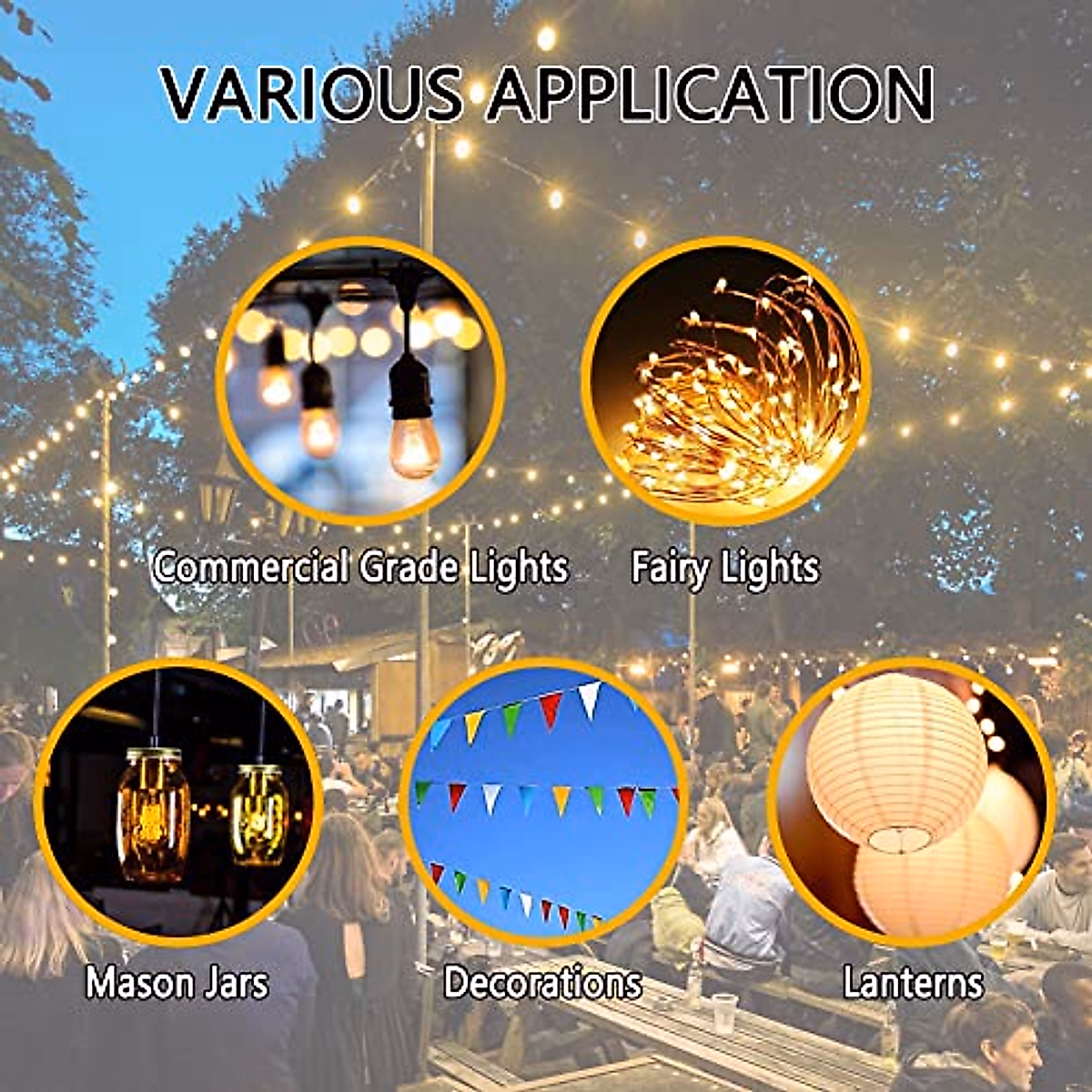 RINLAIN Patio String Lights Poles for Outdoors 2 Pack, 100 Inch Heavy Duty Designed String Light Pole to Use Your Garden, Backyard, Patio, Wedding, Party, Birthday Decorations