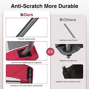 HIGH POINT SPORTS Portable Mesh Back Camping Folding Chair, Portable Camping Chair for Adults, Heavy Duty Fishing Lawn Chair, Padded Collapsible Outdoor Chair for Adults, Outdoor, Garden, Patio, Red