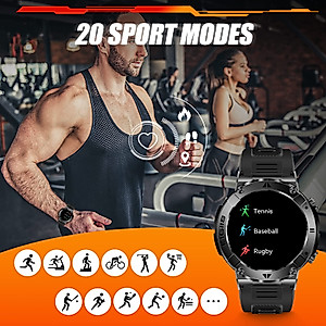 EIGIIS Smart Watch for Men 1.32” HD Rugged Military Smart Watch (Answer/Make Calls) Outdoor Sports Watch Fitness Tracker with Heart Rate Sleep Monitor Tactical Smartwatch for iPhone Android