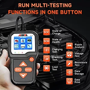 ANCEL PB100 Automotive 12/24V Power Circuit Tester Probe with ANCEL BA301 6V 12V Battery Load Tester Car Cranking Charging System Test Tool