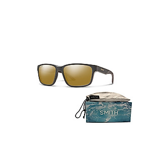 SMITH BASECAMP 0FRE/QE 58MM Matte Gray/Bronze Chromapop Polarized Rectangular Sunglasses For Men + BUNDLE with Designer iWear Eyewear Kit