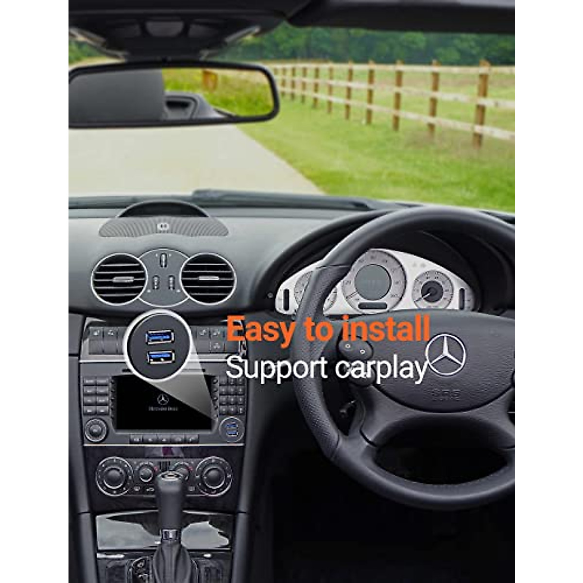 WILLIZTER Dual USB 3.0 Male to Female Round Car Flush Mount Cable Extension Mount Panel Mount Dash Mount Waterproof for Car Vehicle Truck Boat Yacht Bike Motorcycle 3 Feet 1 Meter