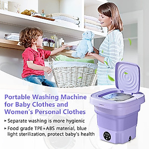 8L Portable Washing Machine, Foldable Mini Small Washing Machine for Socks, Underwear or Small Items for Apartment, Dorm, Camping, RV Travel laundry Purple