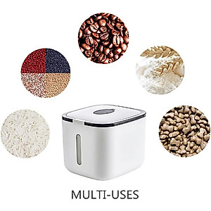 GQU Airtight Rice Dispenser 22 Lbs Food Storage Container Automatic Flip Cover Rice Bucket for Cereal Grain Flour Rice Nuts Beans Pet Food Countertop, Gray