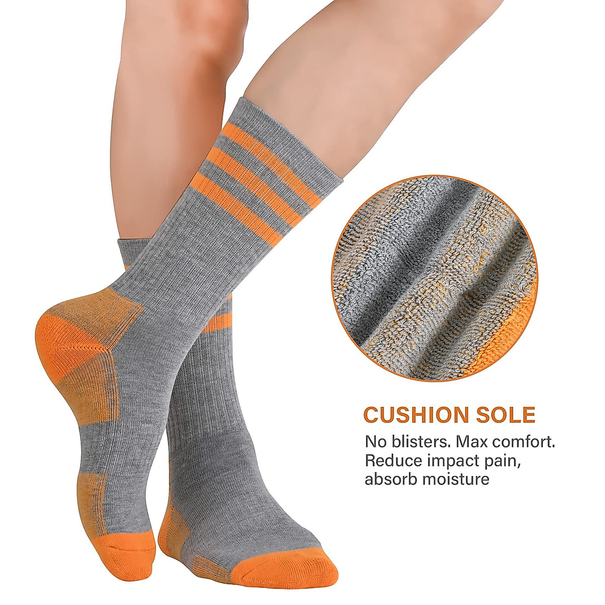 COOPLUS Womens Athletic Crew Socks 5 Pairs Outdoor Recreation Socks Performance Wicking Cushion Mid-Calf Socks