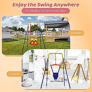 HHNAEJX 4-in-1 Toddler Swing Set and Baby Jumper, Baby Swing Stand Indoor/Outdoor Play,Anti-Flip Snug & Easy to Assemble Infants to Teens Kids Swing Seat for Playground
