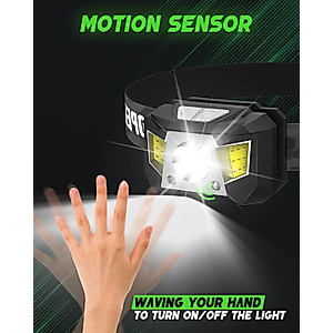 Rechargeable Headlamp 2 Pack, 1200 Lumens Motion Sensor Head Lamp with Red Light, 8 Modes Super Bright LED Headlight, WaterProof Head Flashlight for Outdoor Camping Hiking Running Fishing Hunting