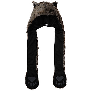 Simplicity Cute Hats Caps Animal Beanie Hats with Scarf and Gloves, Grey Wolf