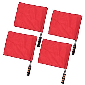 BESPORTBLE 4 pcs Hand Signal Flags Stainless Steel Pole Match Solid Color Command Flag Referee Flag for Football Track and Field (Red)