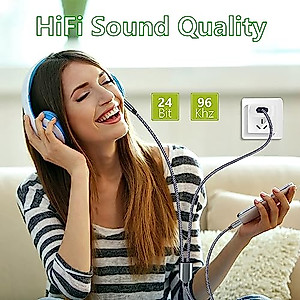 USB C to 3.5mm Car Aux Cable, 2 in 1 USB C to 3.5mm Car Stereo Aux Headphone Jack Cable with USB C Charging Compatible with Galaxy S23/S22 Ultra/S21/S21FE/S20, Google Pixel 7/7Pro/6, iPhone 15/15Pro