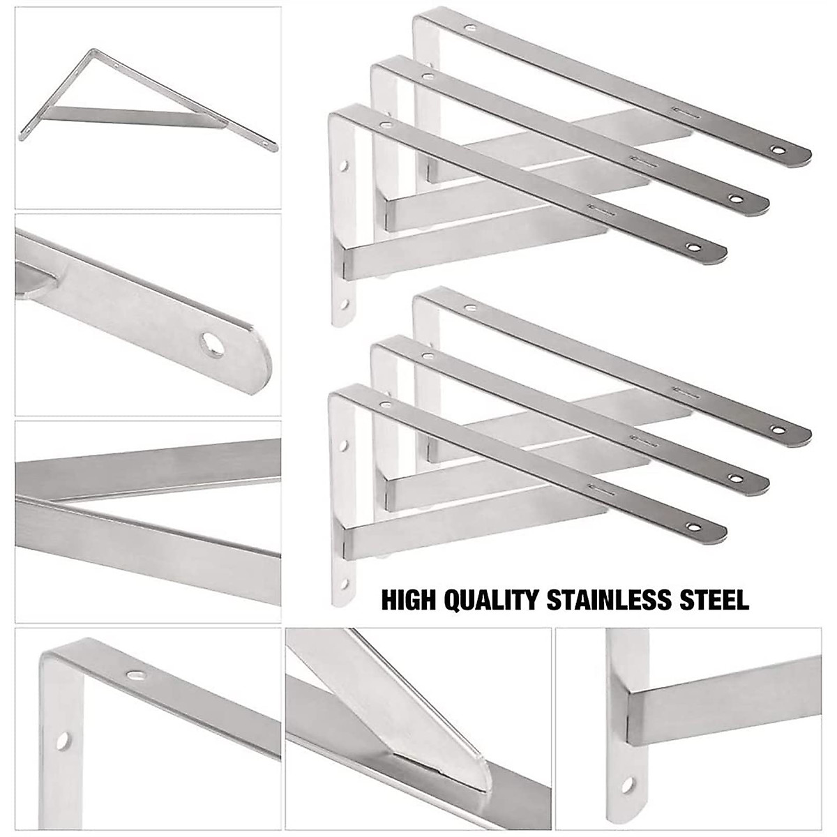 HAENJA Stainless Steel Triangle Bracket Wall Mount Shelf Separator Support Layer Support Bracket Bracket Fixing(6 Pcs) Storage