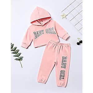 Menglang Toddler Girl Clothes Outfits Baby Girl Cropped Hoodie Pants Fall Winter Sweatshirt Set 2T Girl Clothes 3T