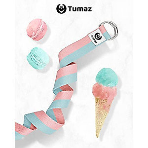 Tumaz Yoga Strap/Stretch Bands [15+ Colors, 6/8/10 Feet Options] with Extra Safe Adjustable D-Ring Buckle, Durable and Comfy Delicate Texture - Best for Daily Stretching, Physical Therapy, Fitness