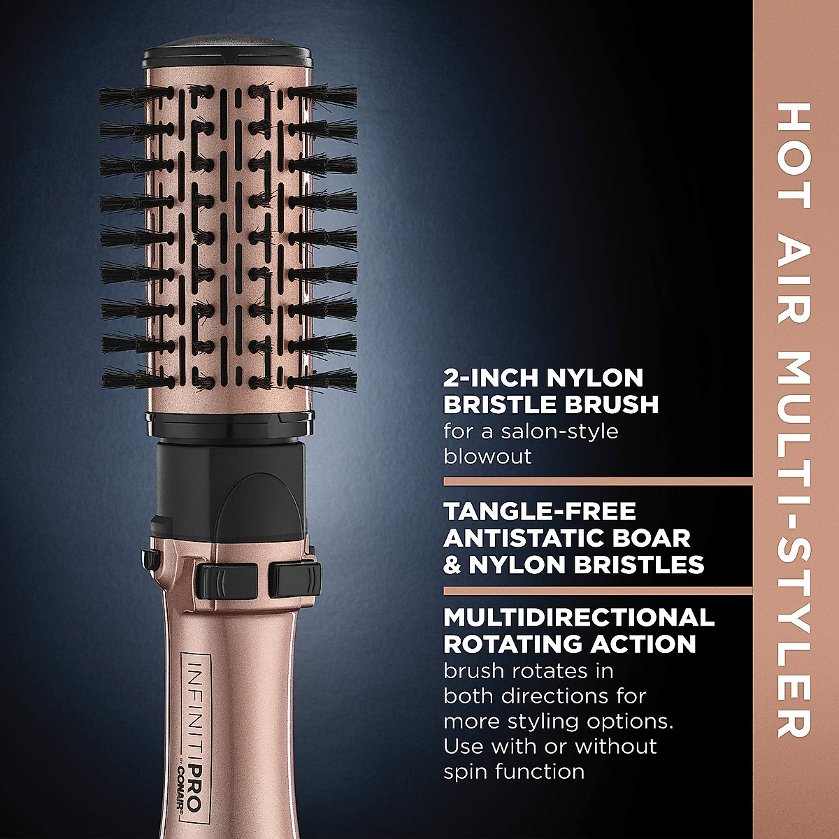 Conair Hot Air Multi-Styler, Rose Gold, Ceramic, Corded Electric, Volumize, Curl, Wave, Smooth