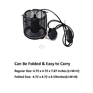 Reptile Heat Lamp Holder with Anti-hot Bracket, Pet Heat Lamp Lampshade Holder Heating Light Bulbs Holder Heating Lamp Shade with Switch for Pet Amphibian Snake Lizard Turtle Birds Chick，US Plug