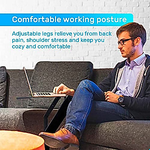 Desk York Portable Laptop Table for Couch, Computer Lap Desk, Laptop Holder for Bed and Sofa, Adjustable Laptop Desk w/ Cooling Fan, Gift for Wife, Husband, College Students