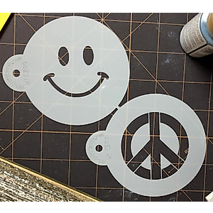 Designer Stencils Peace & Happiness Cookie Set Stencils, Beige/semi-transparent