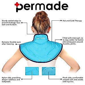 Permade Neck Ice Pack Wrap，Ice Pack for Neck and Shoulders Injuries Reusable, Neck Compression Wrap Large Gel Hot and Cold Therapy, Rotator Cuff Surgery Recovery, Neck Pain Relief