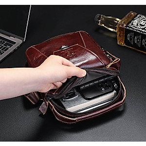 Mens Leather Messenger Bags Vintage Shoulder Bag Crossbody Satchel Handbag Travel Purse Casual Daypack