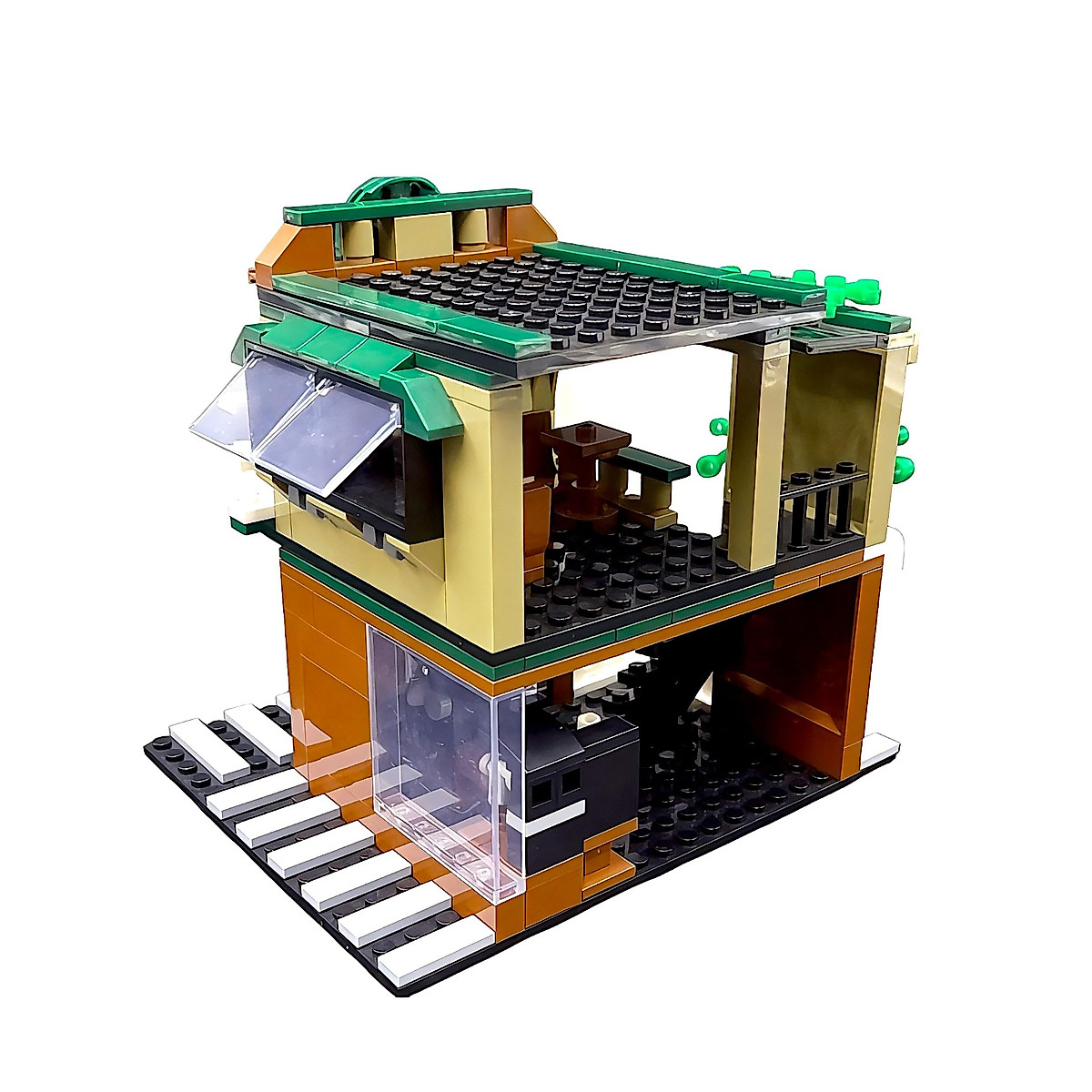 General Jim's Modular City Building Blocks Coffee Shop Set – 283 Pieces | 2-Story Café Playset | Compatible with Major Brick Brands | Coffeemaker, Restaurant Seating, Menu Board & Walk-Up Window