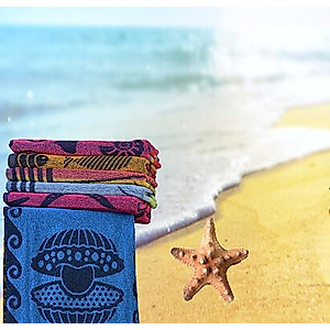 BolBom's Terry Cotton Beach Towel, Set of 6 Assorted Beach Towel, Oversize 30" x60” Quick Dry High Absorbent Towel for Beach,Travel,Swim,Pool,Yoga, Hotel,Parties,Guests & Perfect for Daily Use