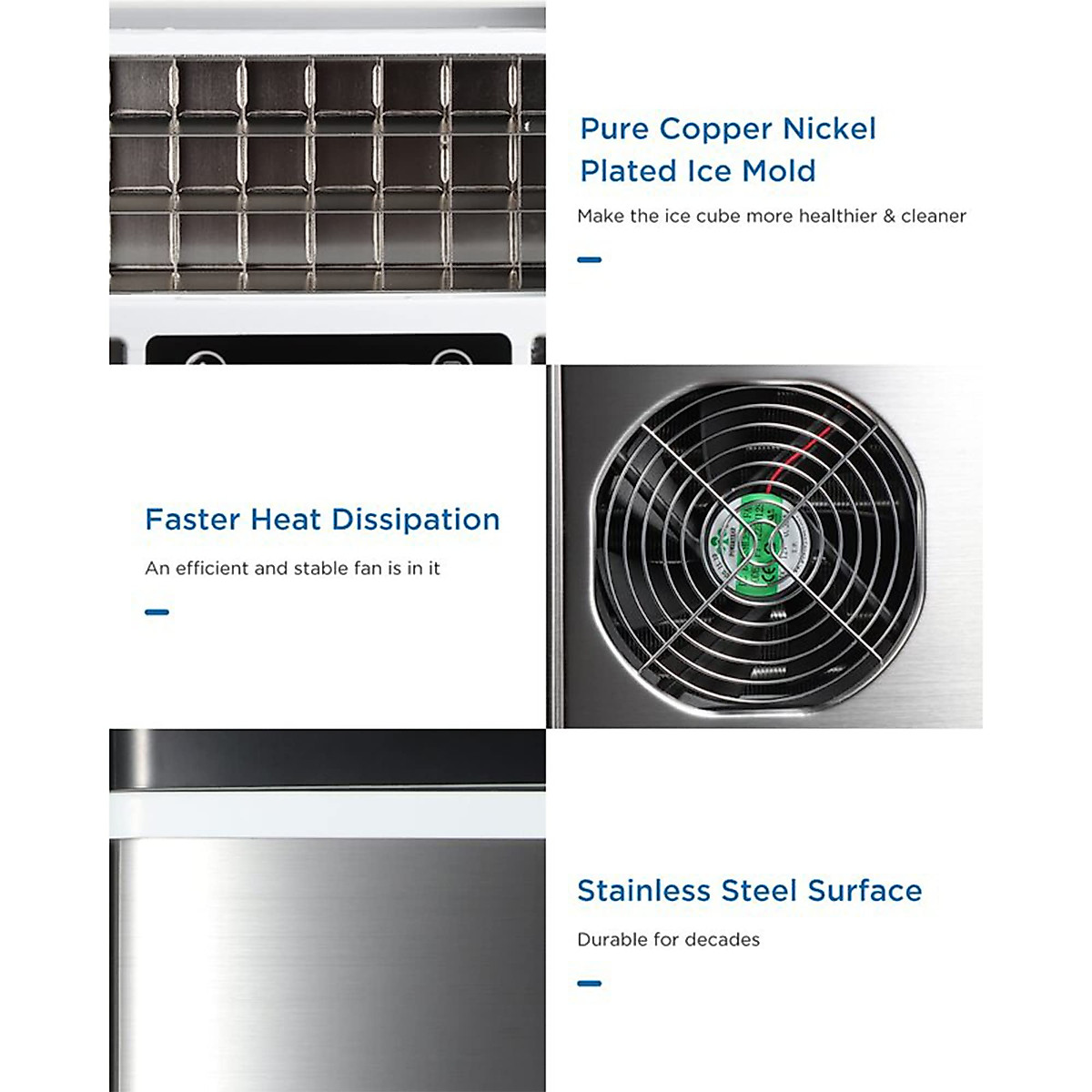 Northair Countertop Ice Maker 1 Gallon Self-Cleaning Square Ice 45lbs Daily Ice Cubes Ready in 20 Minutes with Ice Scoop