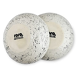 roro Ceramic Stoneware Hand-Molded Speckled Pasta and Dinner Plate Bowl, Lunar White Set of 2 | 7.5 Inches Diameter x 2.5 Inches Tall each