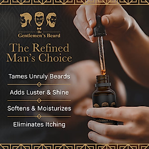 The Gentlemen's Premium Beard Oil - Conditioner Softener - All Natural Fragrance Free - Softens, Strengthens and Promotes Beard & Mustache Growth - Leave In Conditioner Moisturizes Skin